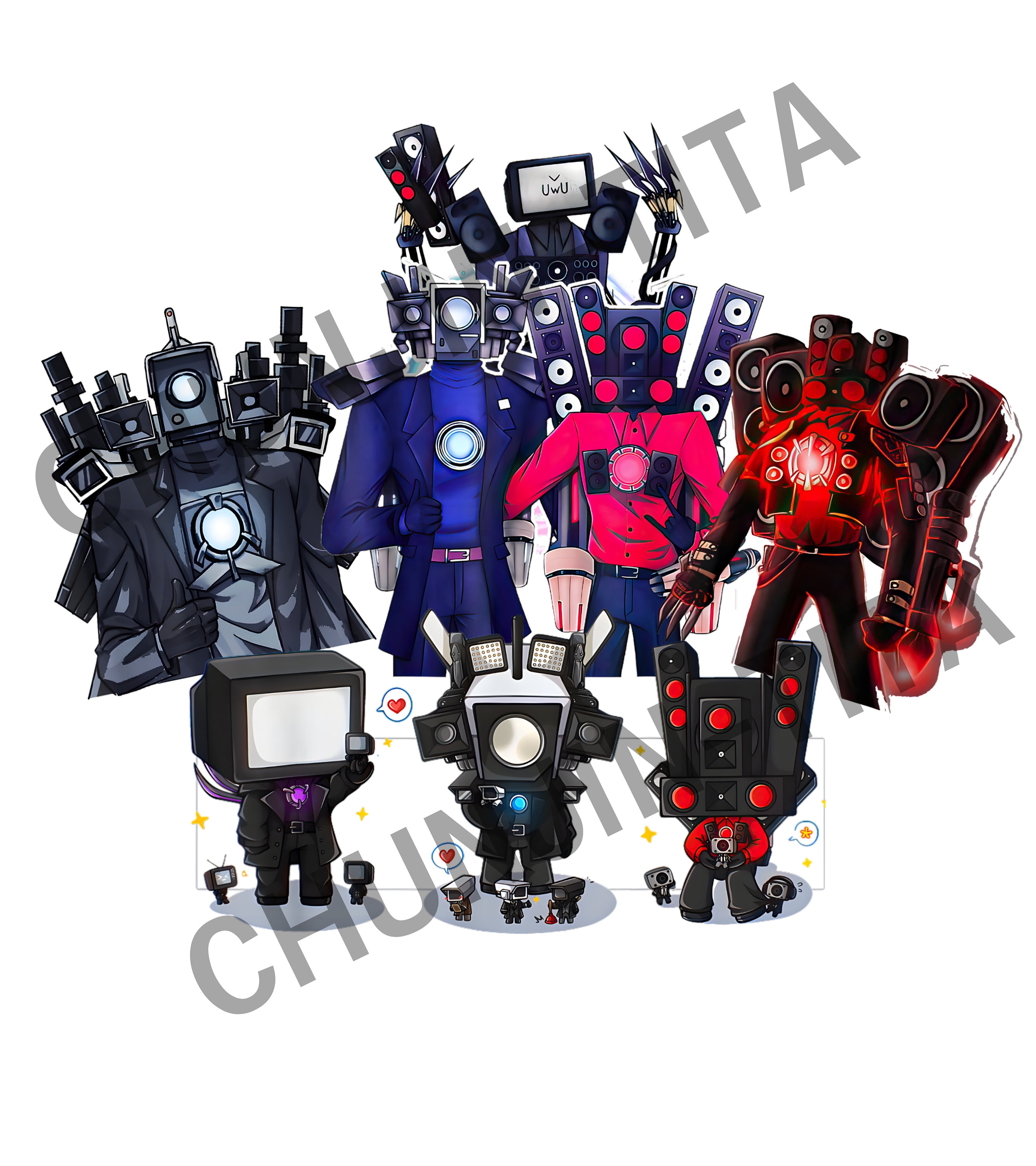 Bundles 5 Pcs X PNG, Titan Skibidi, Boss Titan, Skibidi Man, Titan ...