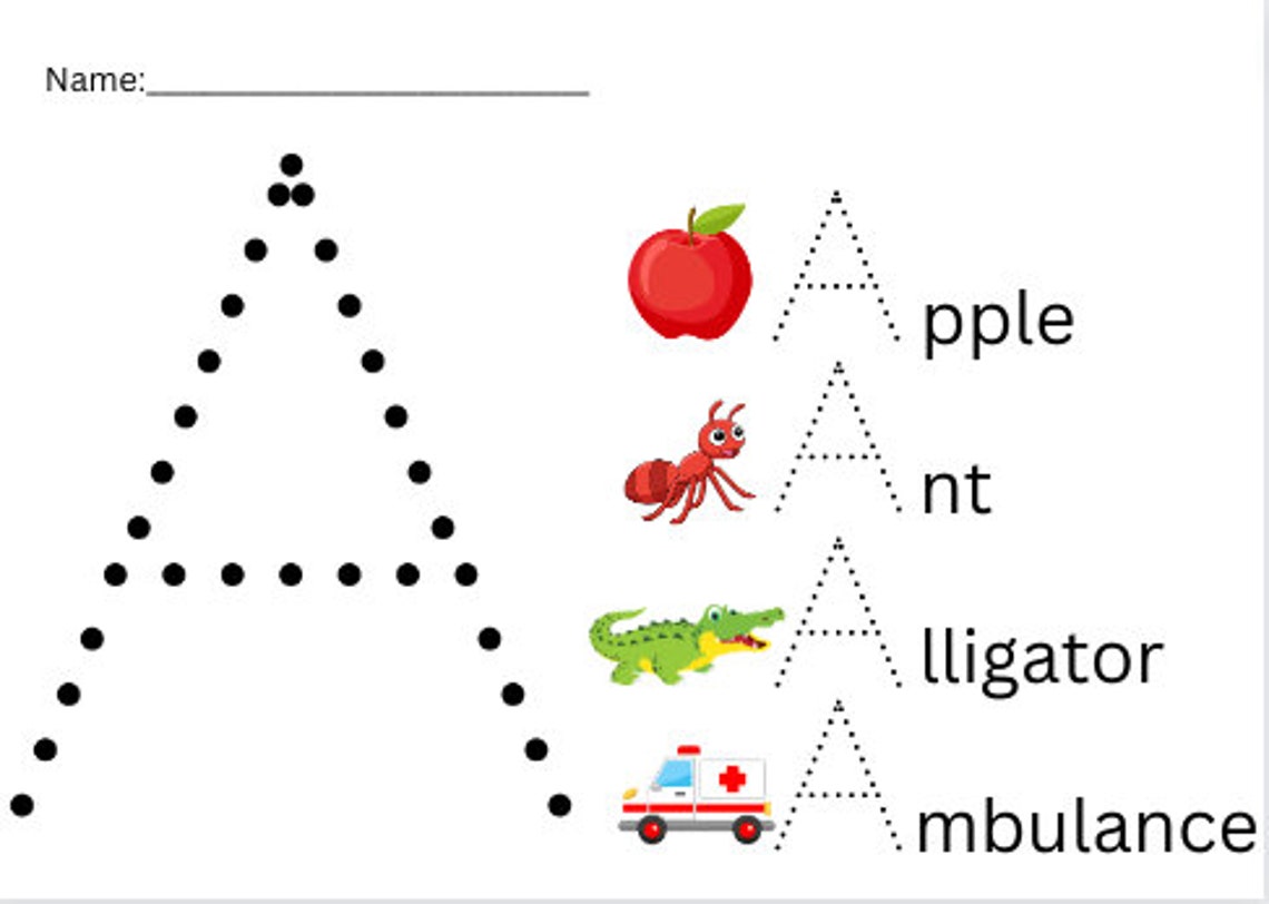 Letter Aa Worksheet - Etsy