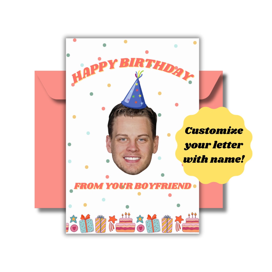 Joe Burrow Personalized Birthday Card Add Your Name Joe Burrow Funny ...