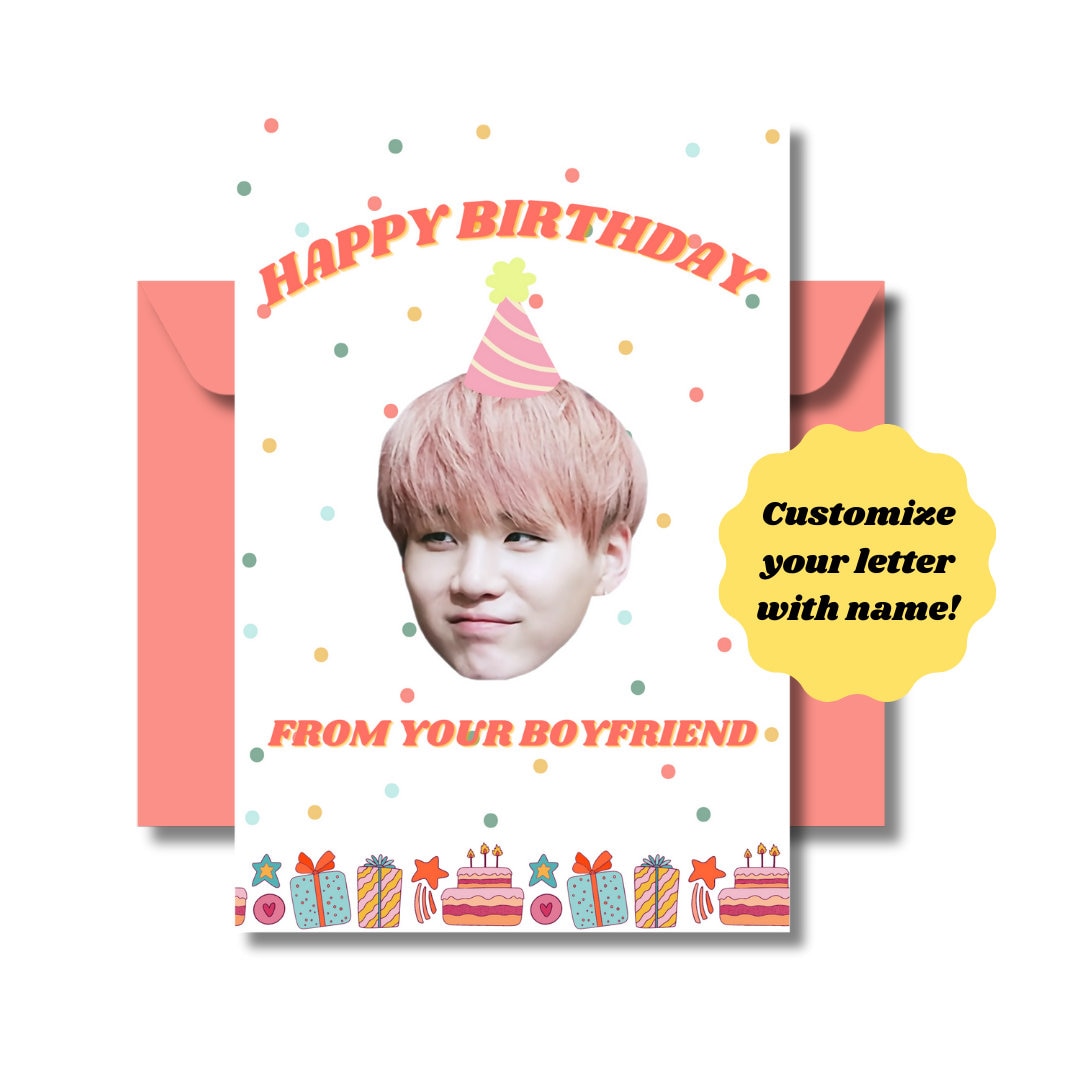 BTS Suga Personalized Birthday Card Suga Card Bts Birthday - Etsy