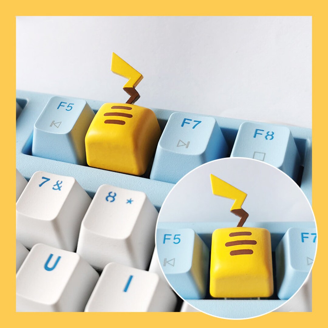Cute Pokemon Pikachu Tails 3D Anime Figure Keycaps Custom Esc Key Caps ...