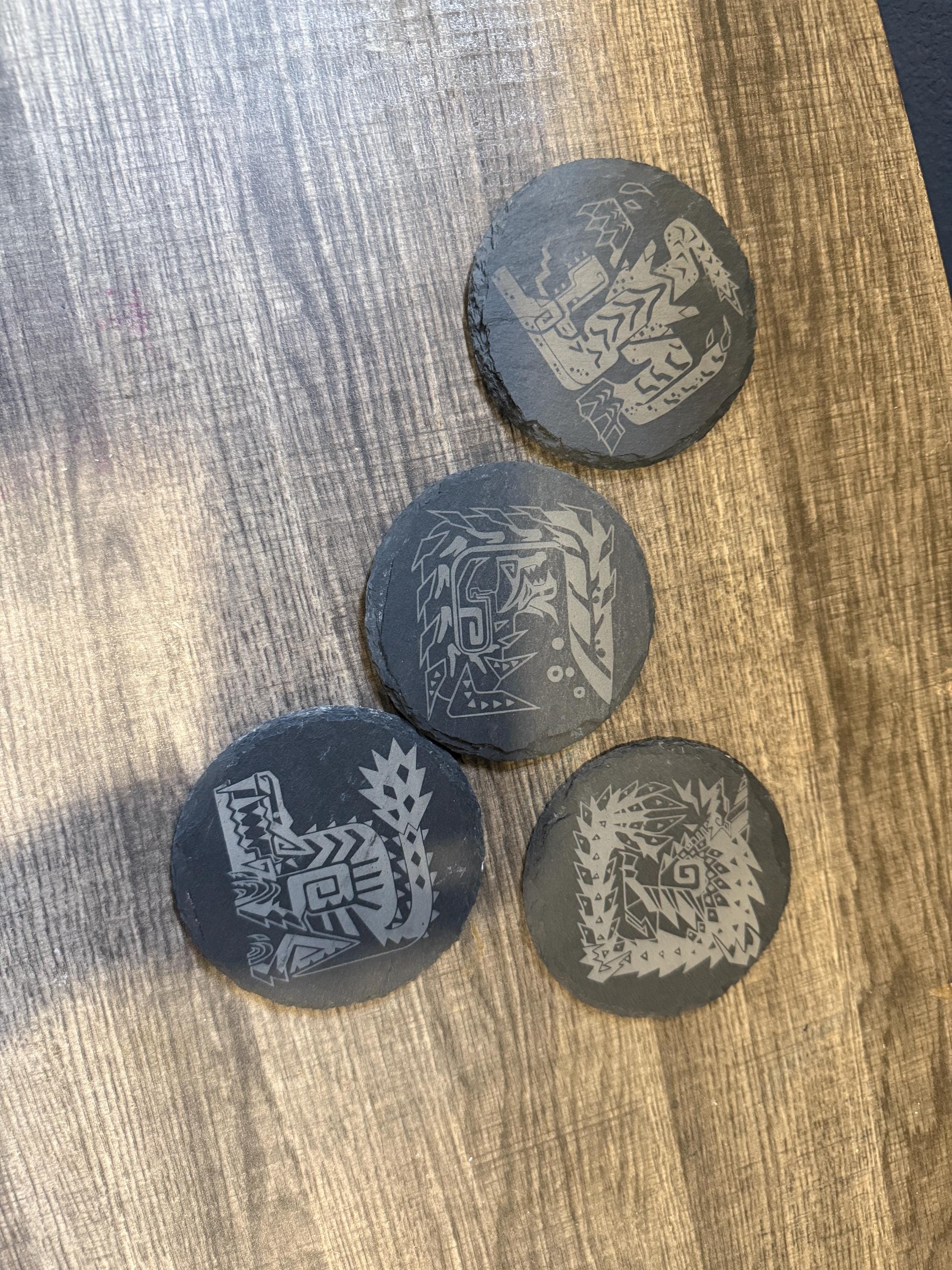 Monster Hunter Round Slate Coaster, 20+ Monsters Available | Drinkware ...