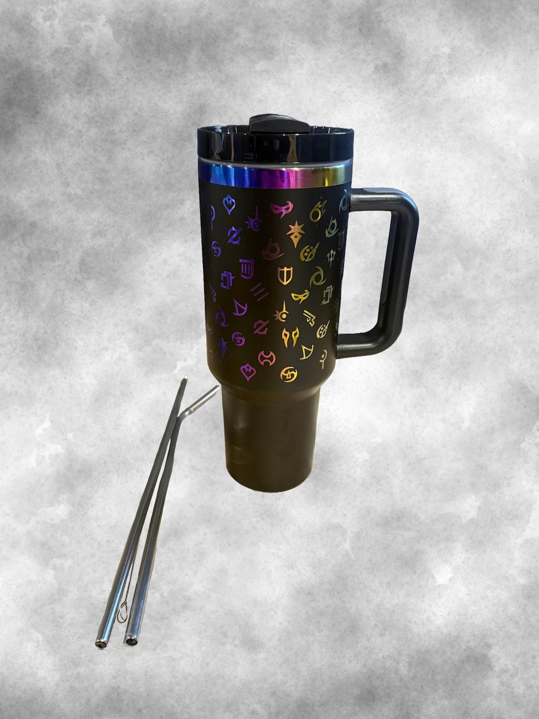 FFXIV Full Wrap All Job Icons 40 Oz Tumbler W/lid and Metal Straws ...
