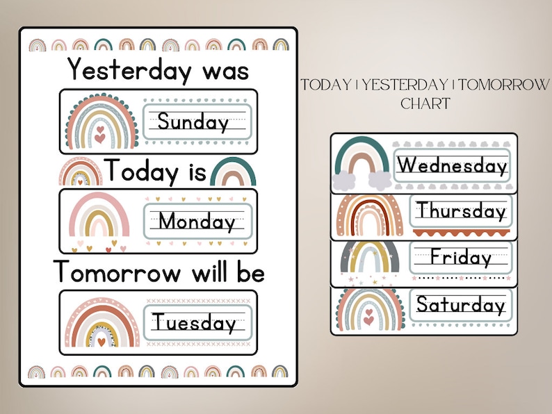 DIGITAL DOWNLOAD Boho Rainbow Theme All About Today Calendar | Circle ...