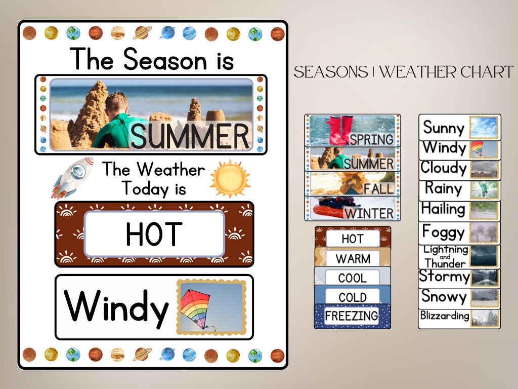 DIGITAL DOWNLOAD Space Theme All About Today Calendar | Circle Time ...
