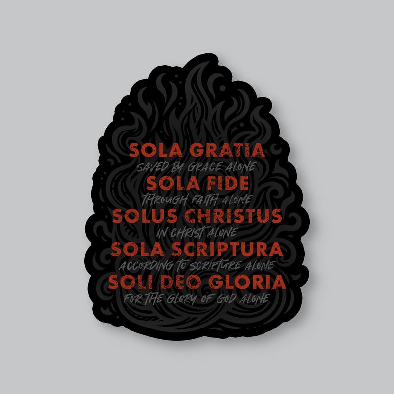 Five Solas Flame Sticker, Dark Masculine Christian Faith Decal, Bold ...