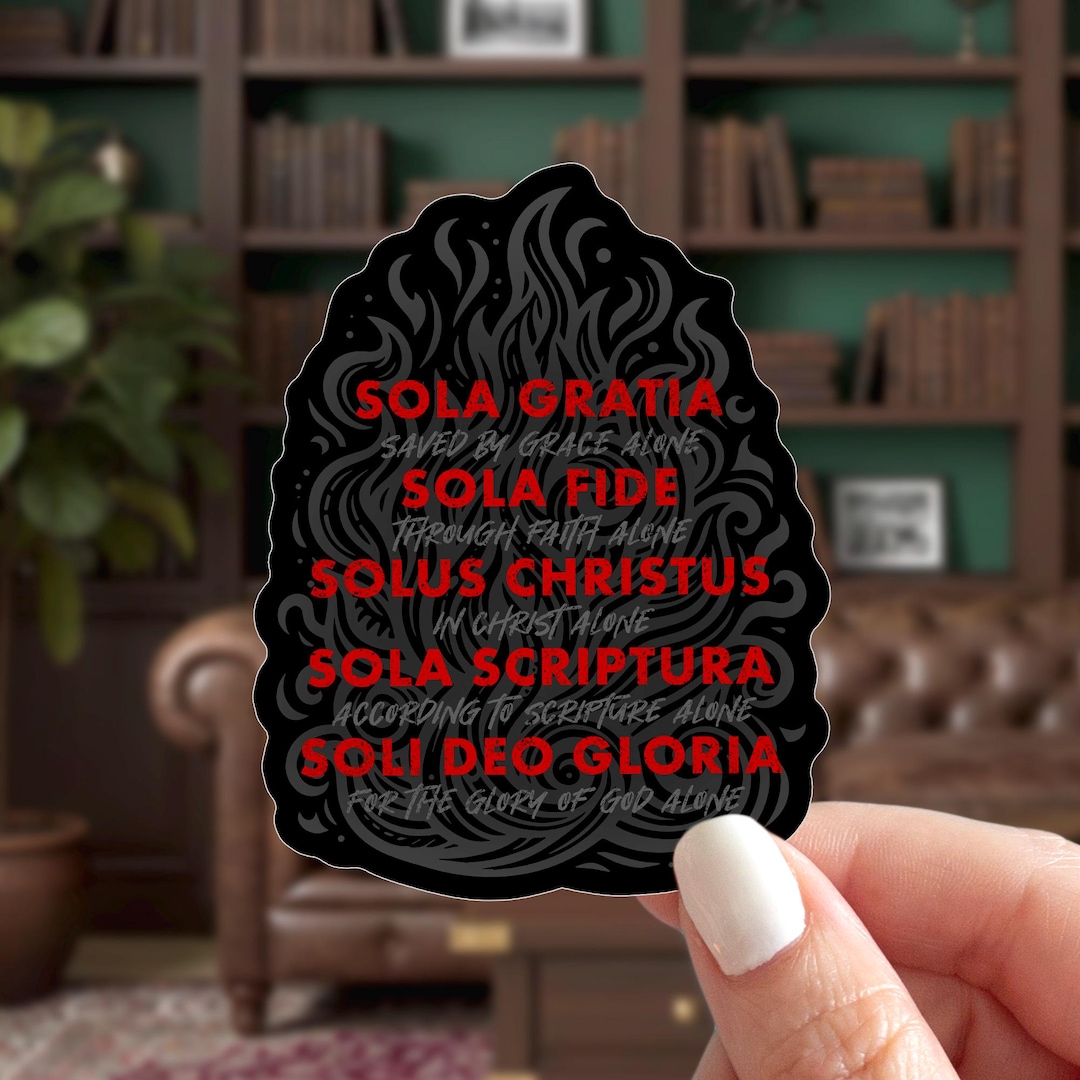 Five Solas Flame Sticker, Dark Masculine Christian Faith Decal, Bold ...