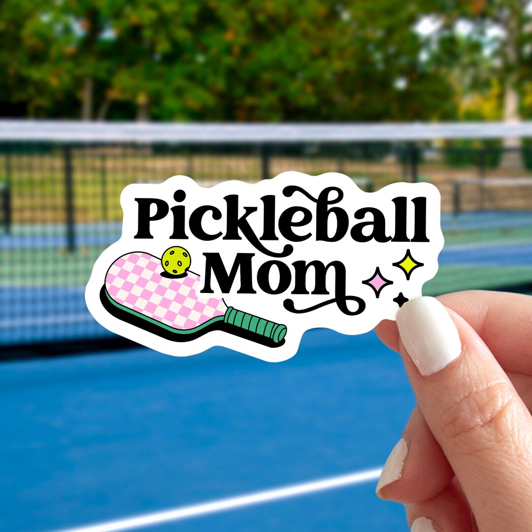 Pickleball Mom Sticker, Cute Vintage Checkered Pastel Paddle Graphic ...