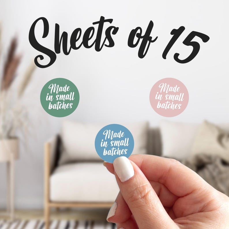 Made in Small Batches Mini Sticker Sheet, Minimal Clean Design Circle ...