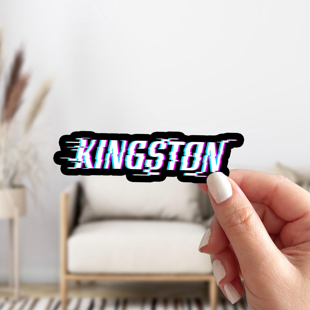 Glitch Custom Name Sticker, Boy Action Tech Label, Strong 80's ...