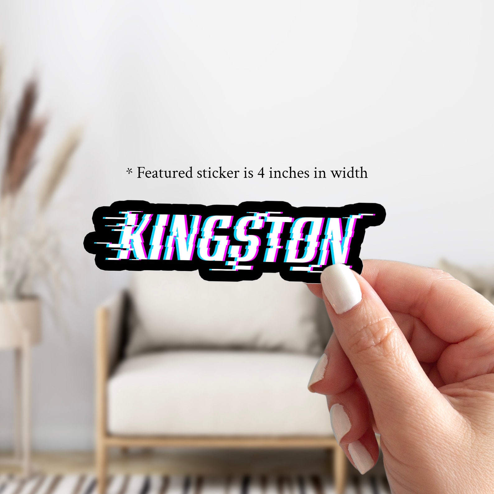 Glitch Custom Name Sticker, Boy Action Tech Label, Strong 80's ...