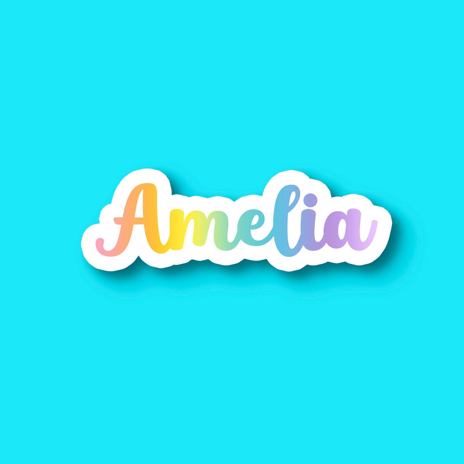 Fun Custom Rainbow Name Stickers, Cute Stylish Cursive Label, Colorful ...