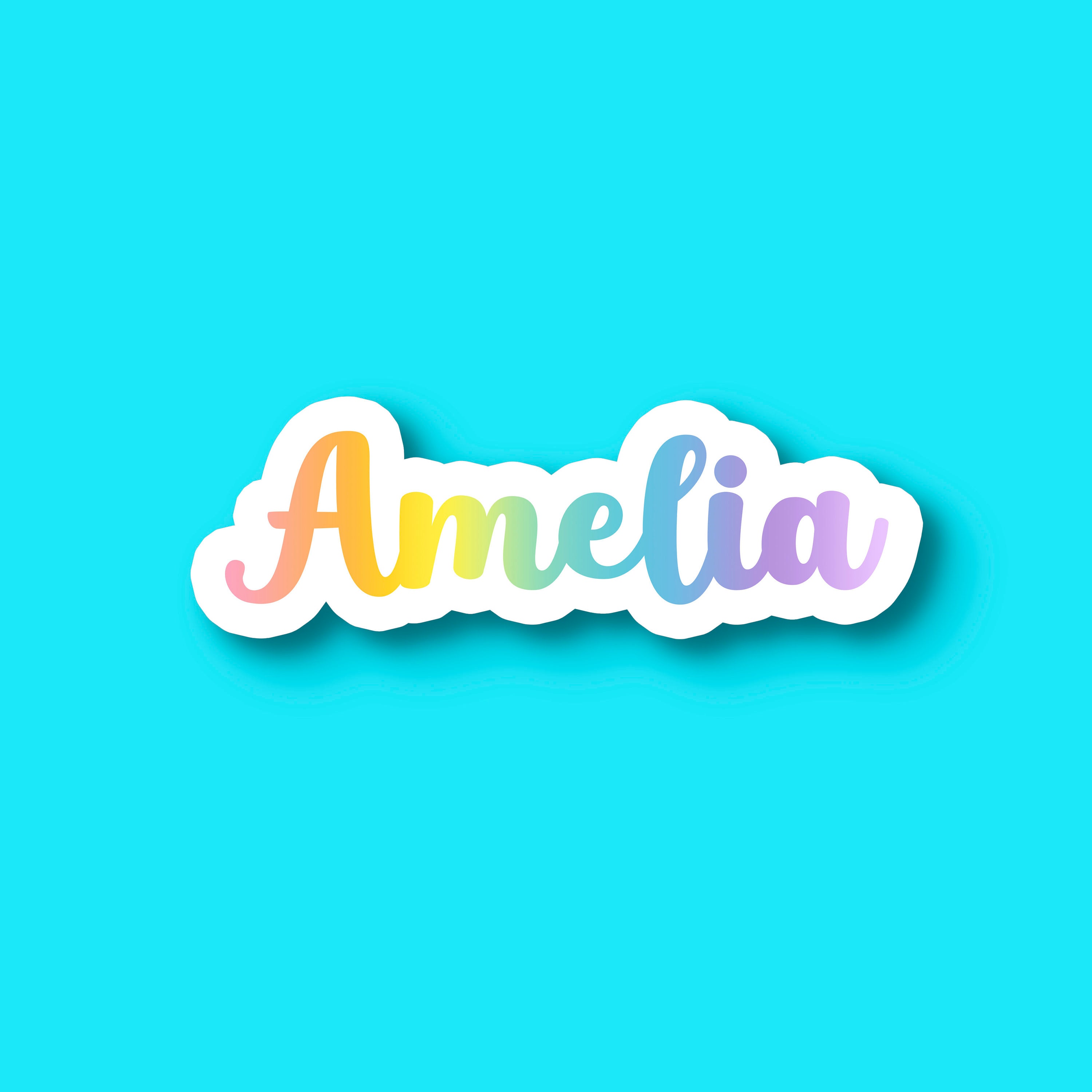 Fun Custom Rainbow Name Stickers, Cute Stylish Cursive Label, Colorful ...
