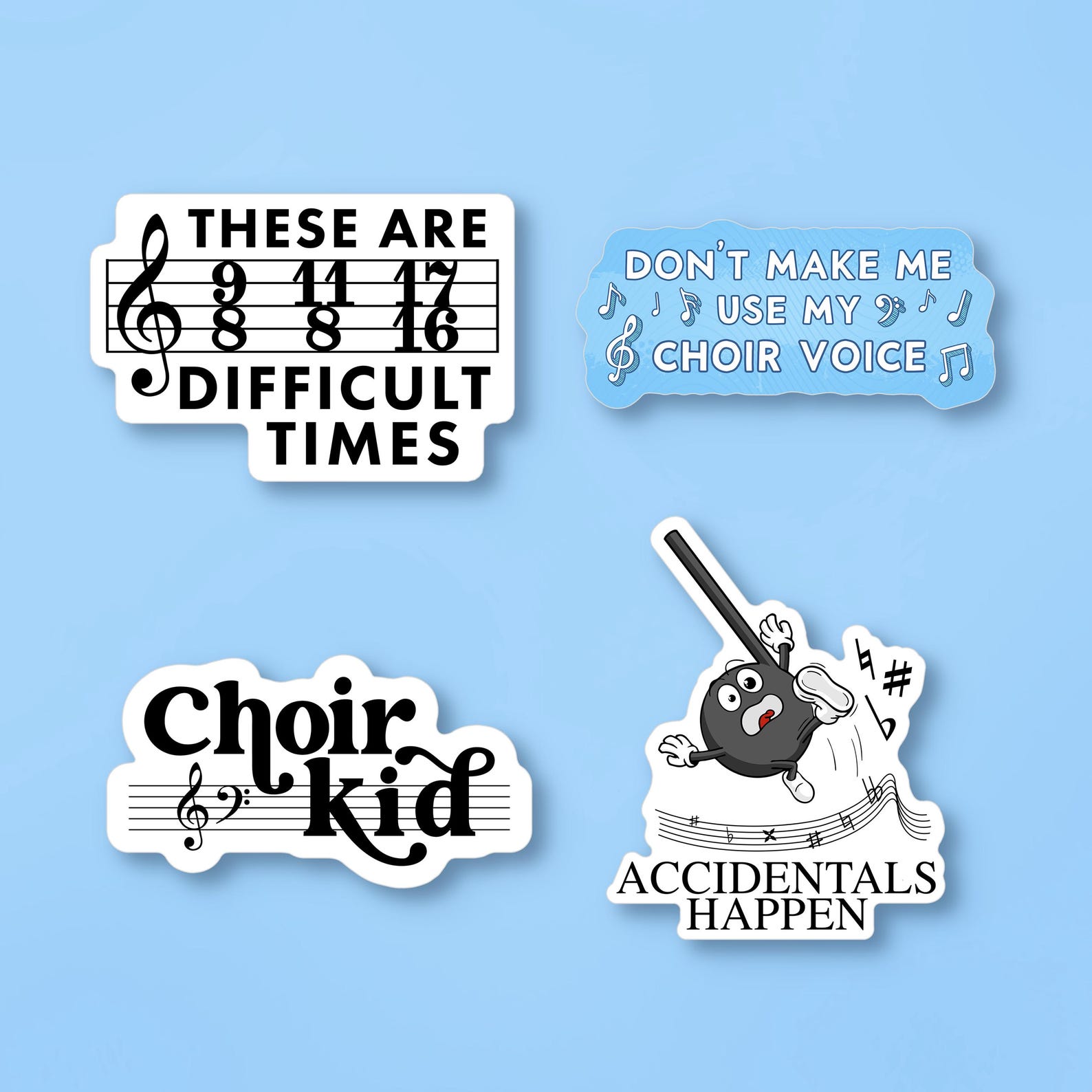 Choir Music Sticker 4 Pack, Funny SATB Themed Voice Bulk Label Set ...