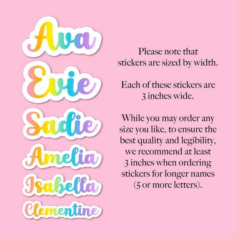 Fun Custom Rainbow Name Stickers, Cute Stylish Cursive Label, Colorful ...