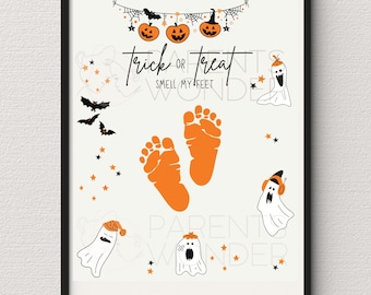 Tricks Treats Baby Feet Footprint Craft Unique DIY Printable Halloween ...