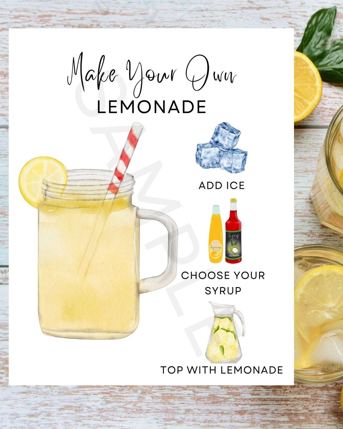 Printable Make Your Own Lemonade Bar Sign | Lemonade Stand Sign | DIY ...