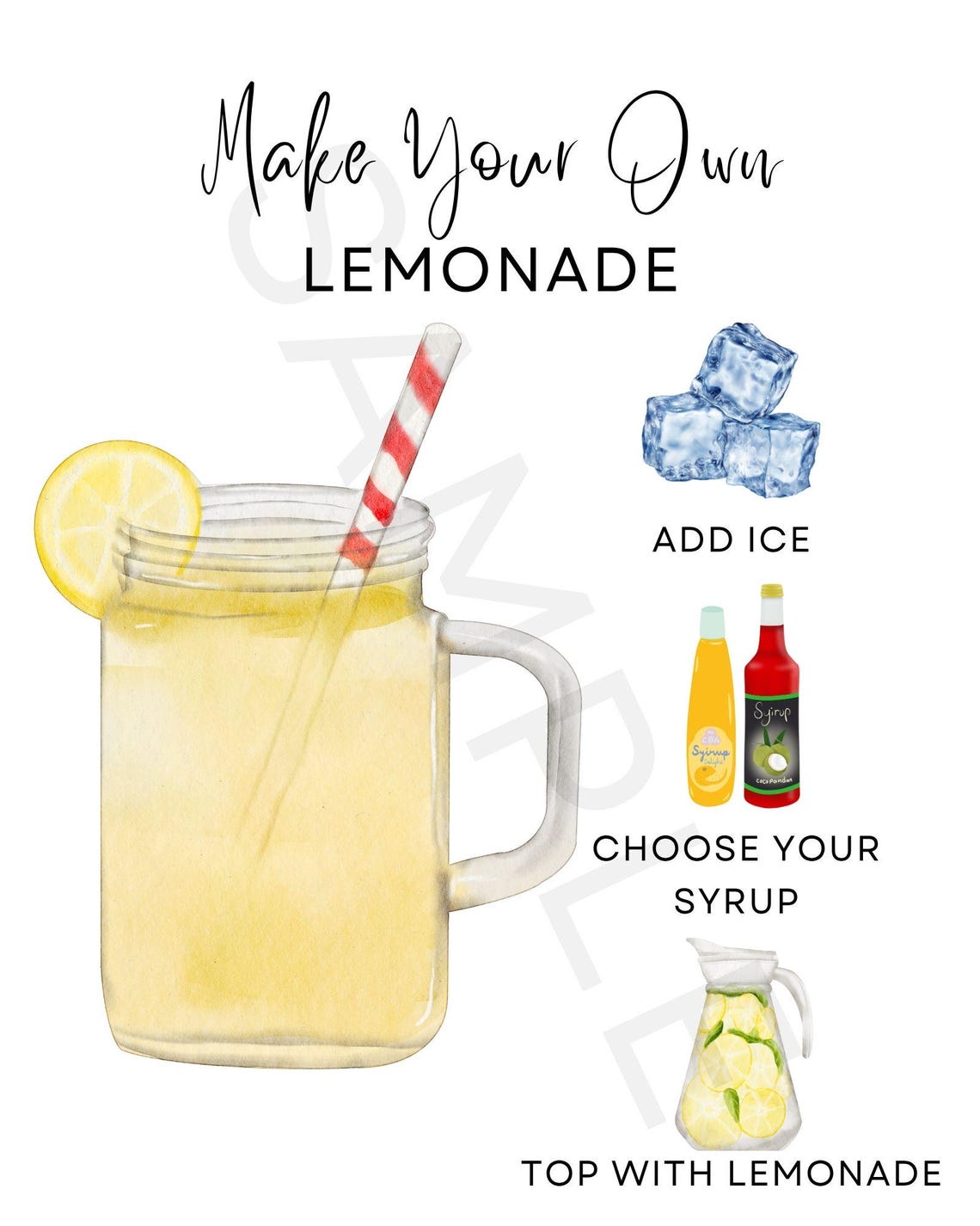 Printable Make Your Own Lemonade Bar Sign | Lemonade Stand Sign | DIY ...