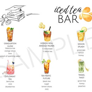 Iced Tea Bar Menu – Graduation Party Printable | DIY Tea Station Sign ...