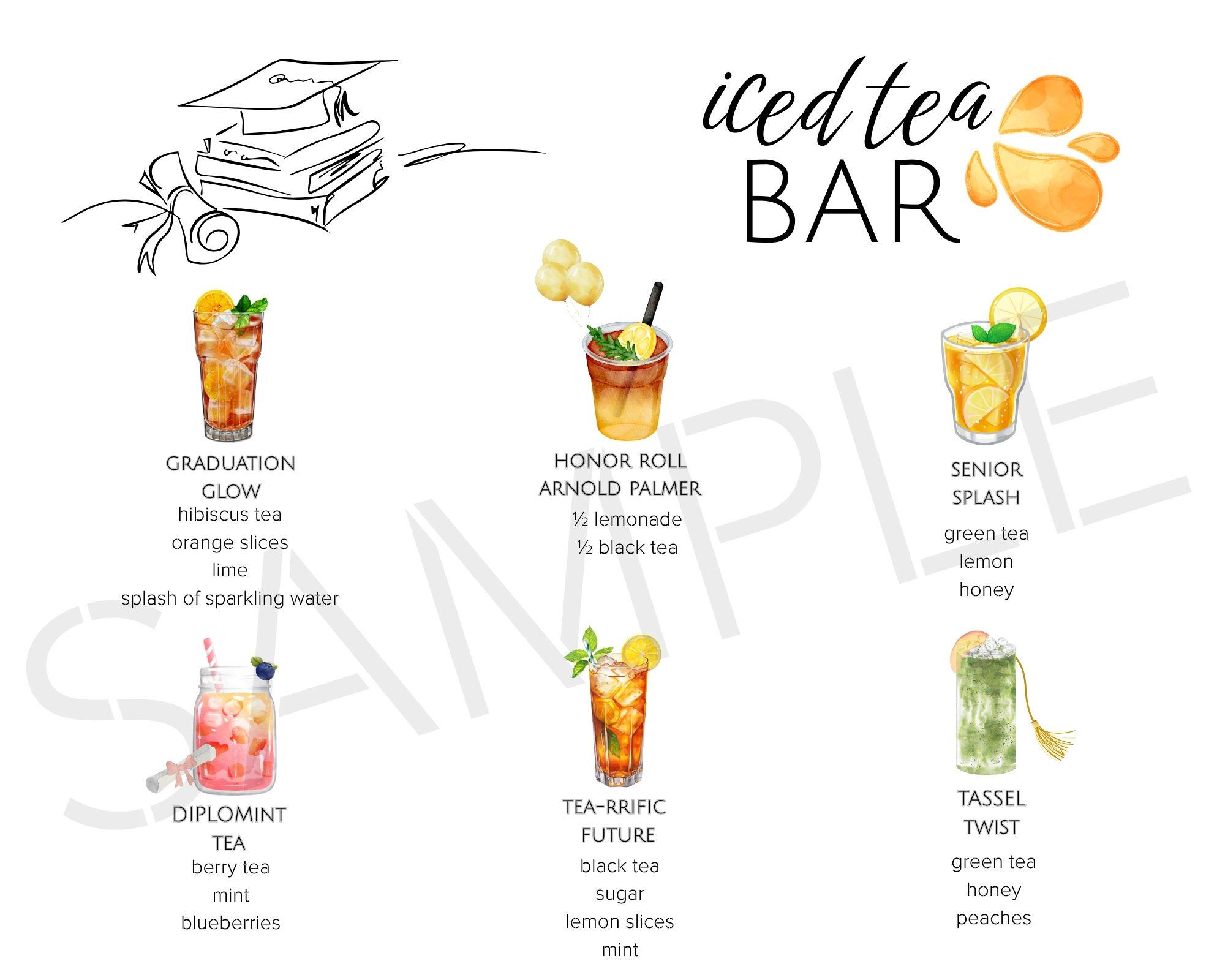 Iced Tea Bar Menu – Graduation Party Printable | DIY Tea Station Sign ...