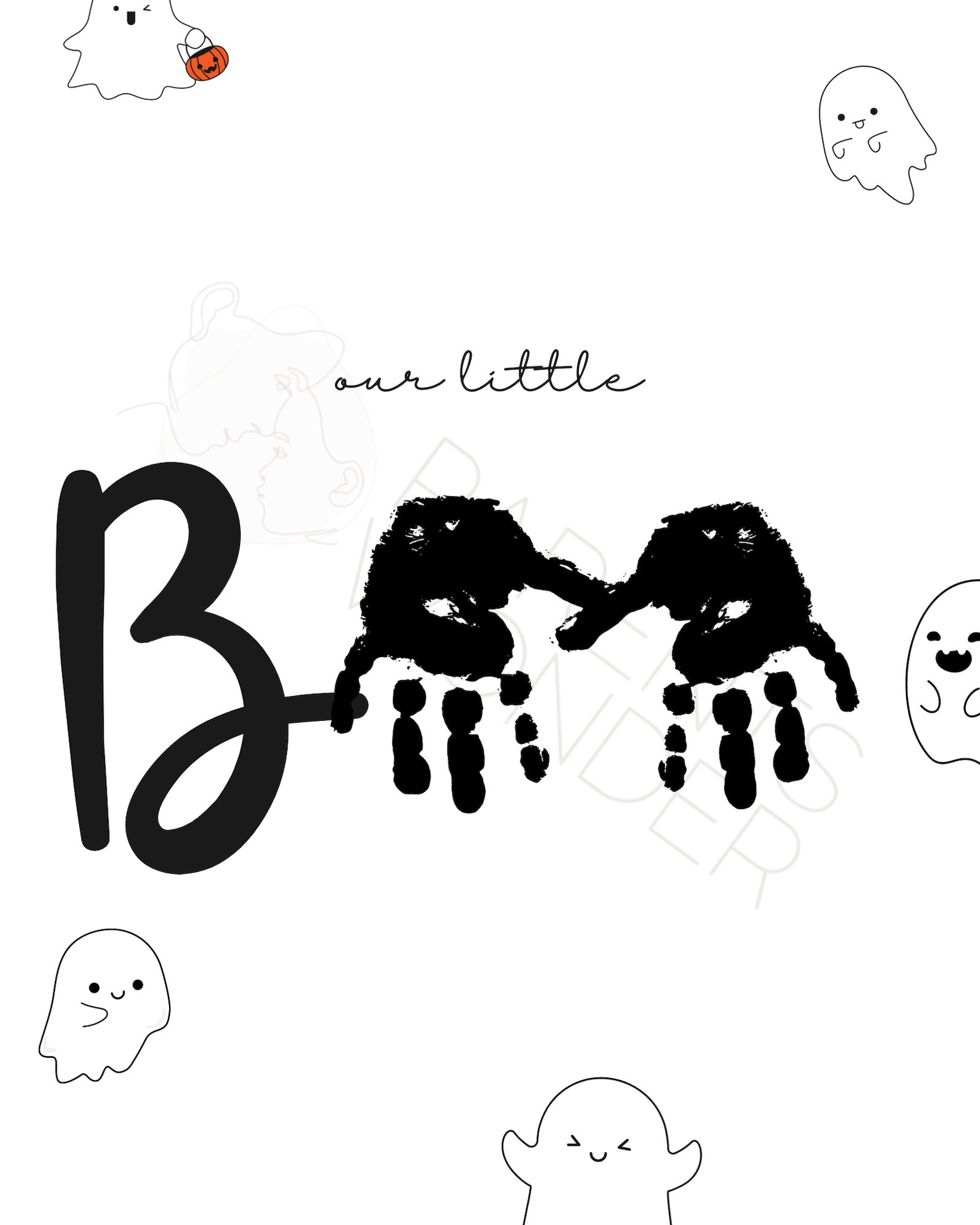 Our Little Boo Toddler Baby Halloween Handprint DIY Printable Craft - Etsy