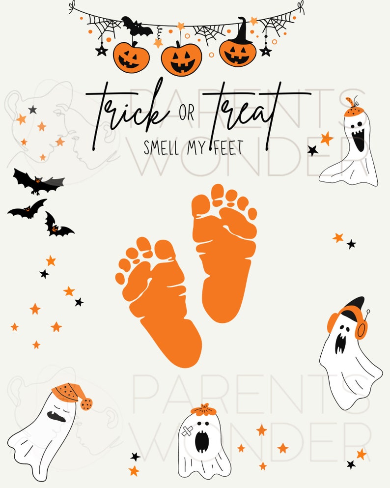 Trick or Treat Smell My Feet Baby Toddler Halloween Footprint DIY Craft ...