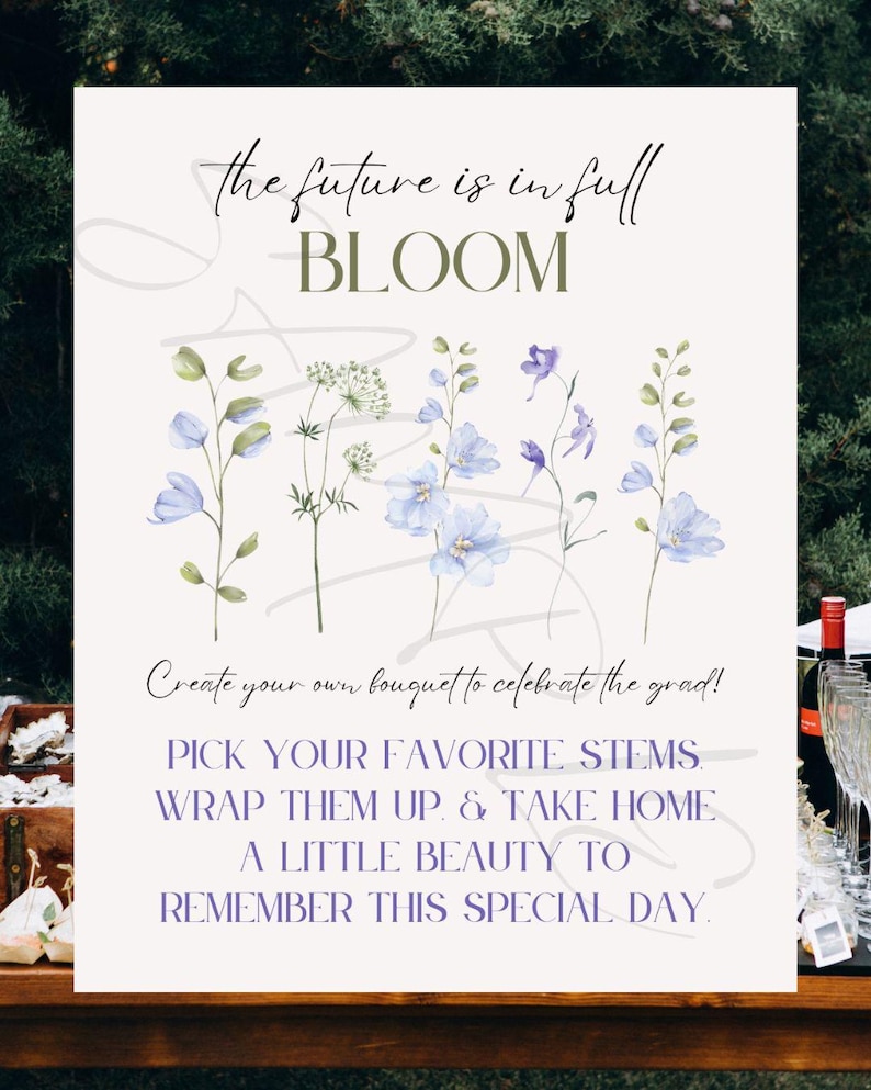 Bloom Bar Sign: Graduation Party Printable Class of 2026 (digital ...