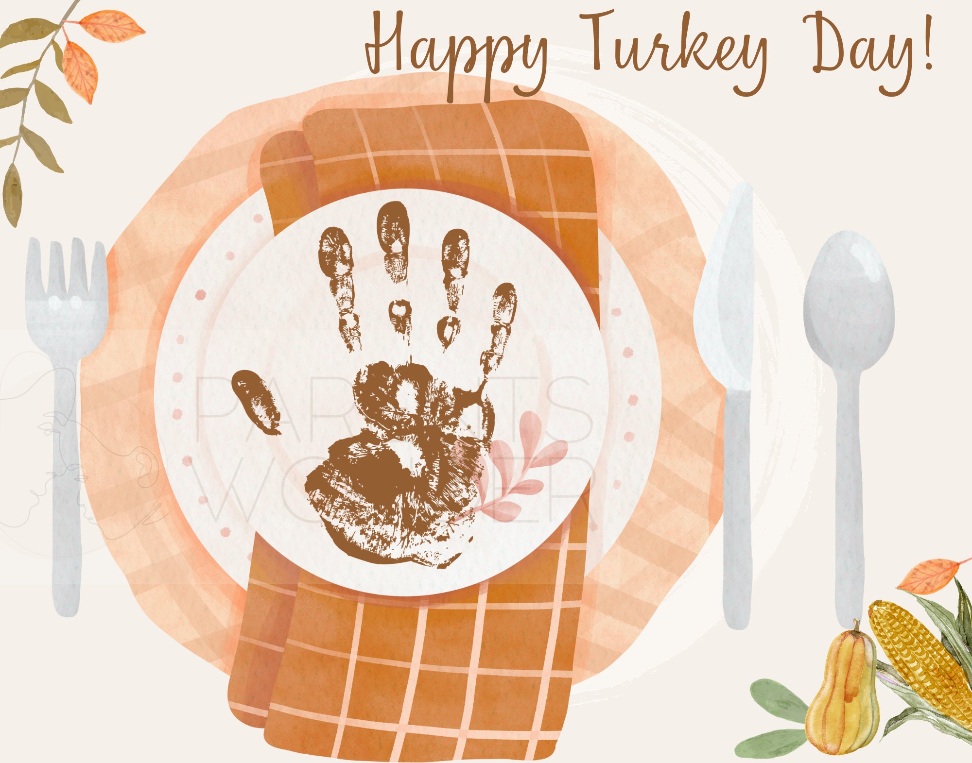 Thanksgiving Handprint Placement Happy Turkey Day Placemat Printable - Etsy