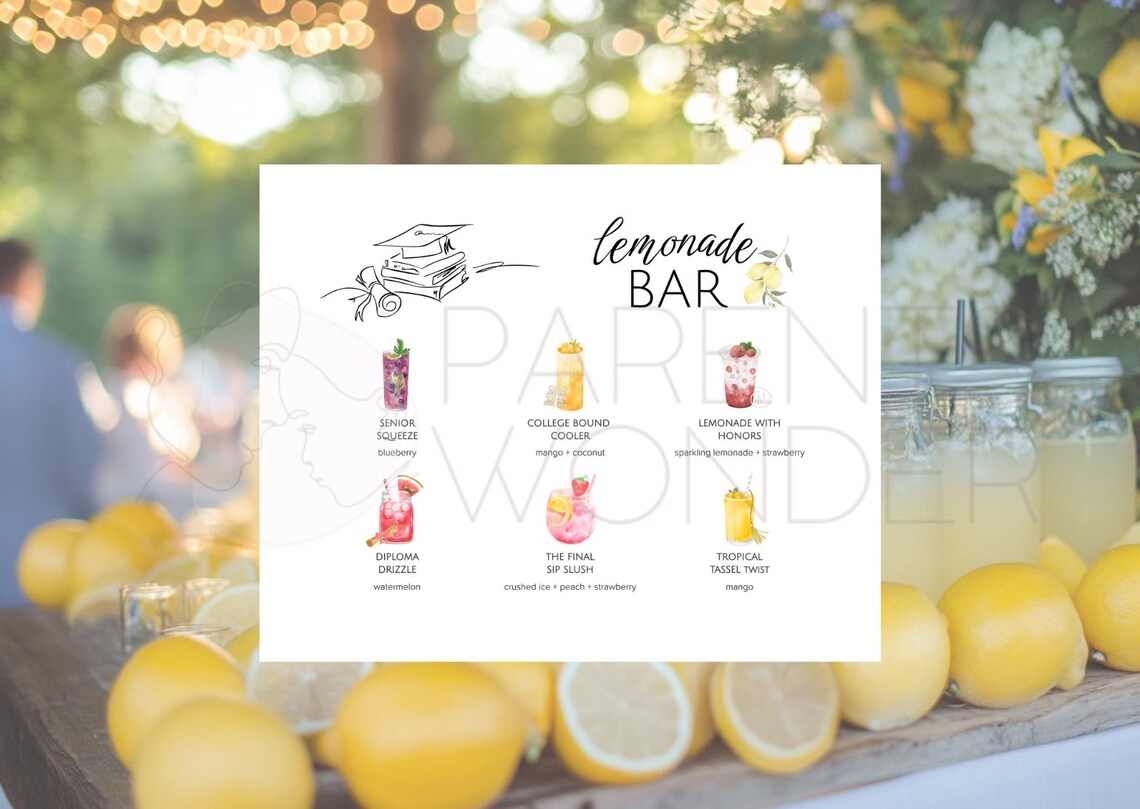 Graduation Lemonade Bar Sign: Class of 2026 Party Decor (digital ...
