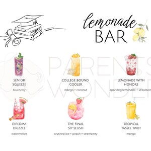 Graduation Lemonade Bar Sign: Class of 2025 2026 Party Decor (digital ...