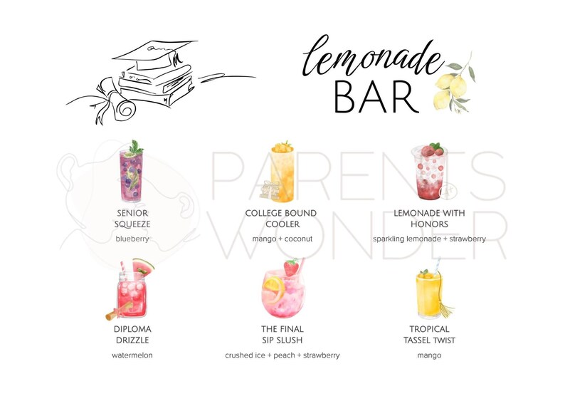 Graduation Lemonade Bar Sign: Class of 2025 2026 Party Decor (digital ...