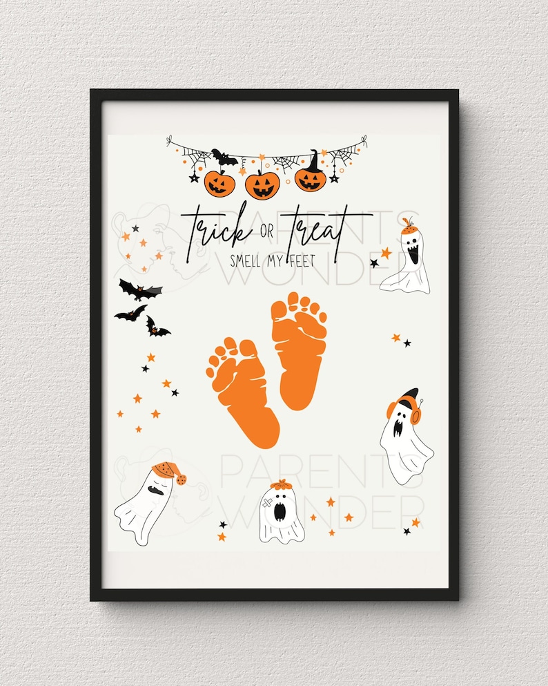 Trick or Treat Smell My Feet Baby Toddler Halloween Footprint DIY Craft ...