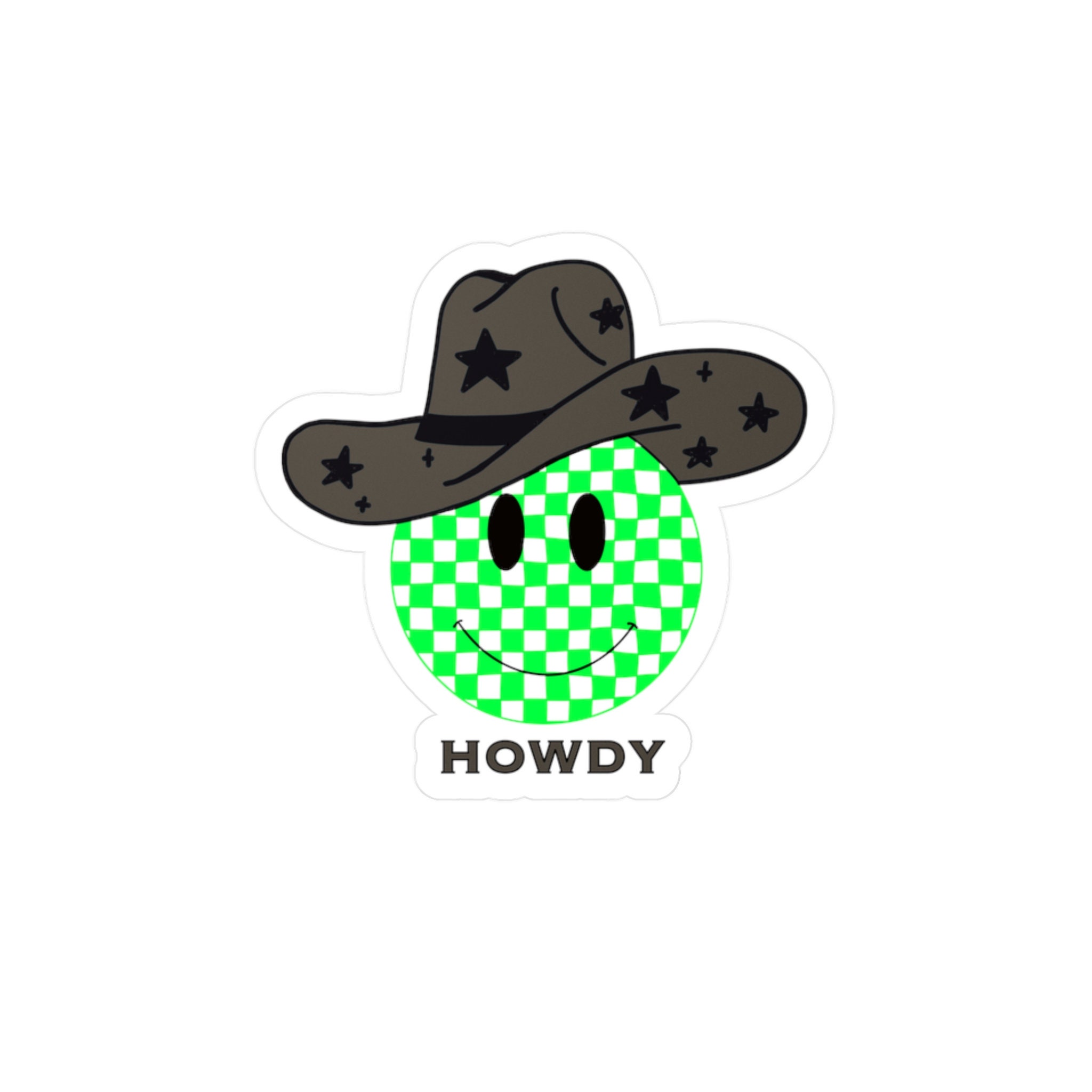 Cowboy Smiley Vinyl Sticker - Etsy