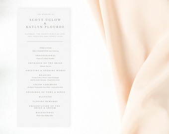 Minimalist Wedding Program Template - Etsy