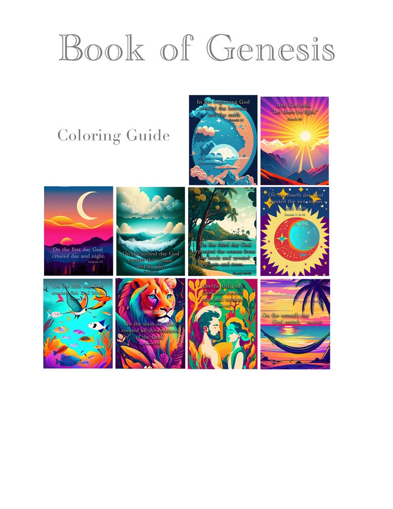 Book of Genesis Coloring Pages Digital Download - Etsy