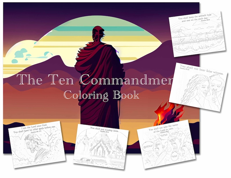 The Ten Commandments Coloring Book - Etsy