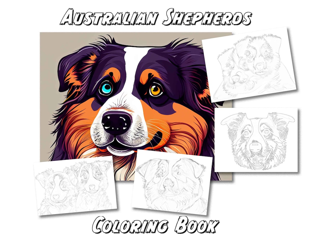 Australian Shepherds Coloring Book (digital Download) - Etsy