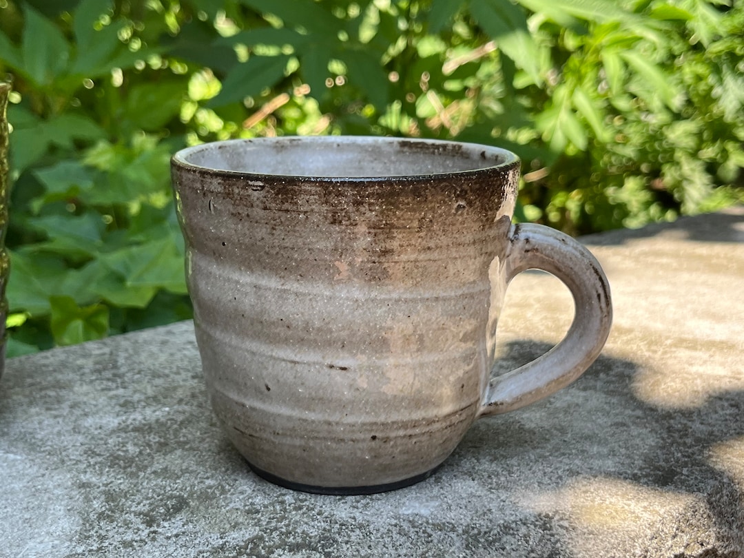 Black Stoneware Swirly Mug With White Glaze - Etsy