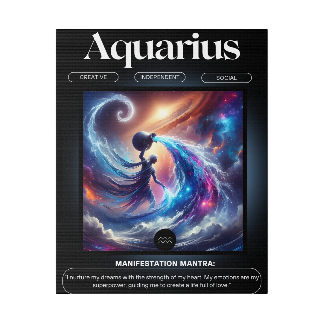 Aquarius Canvas Zodiac Wall Art Fantasy Zodiac Gifts for Home, Office ...