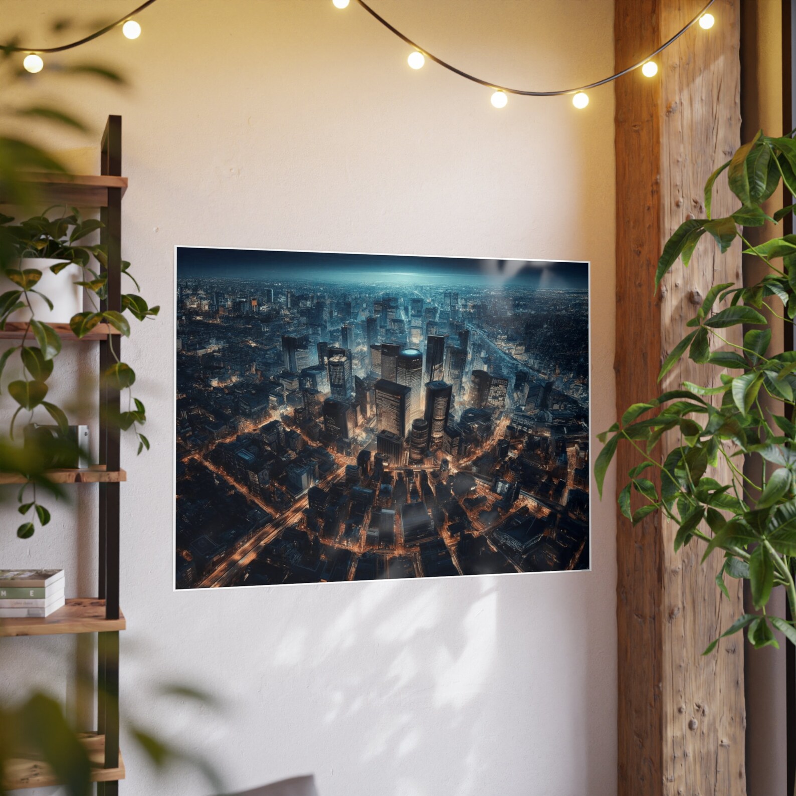 Urban Symphony Streetlight & Skylines Poster Art Modern Cityscape Wall ...