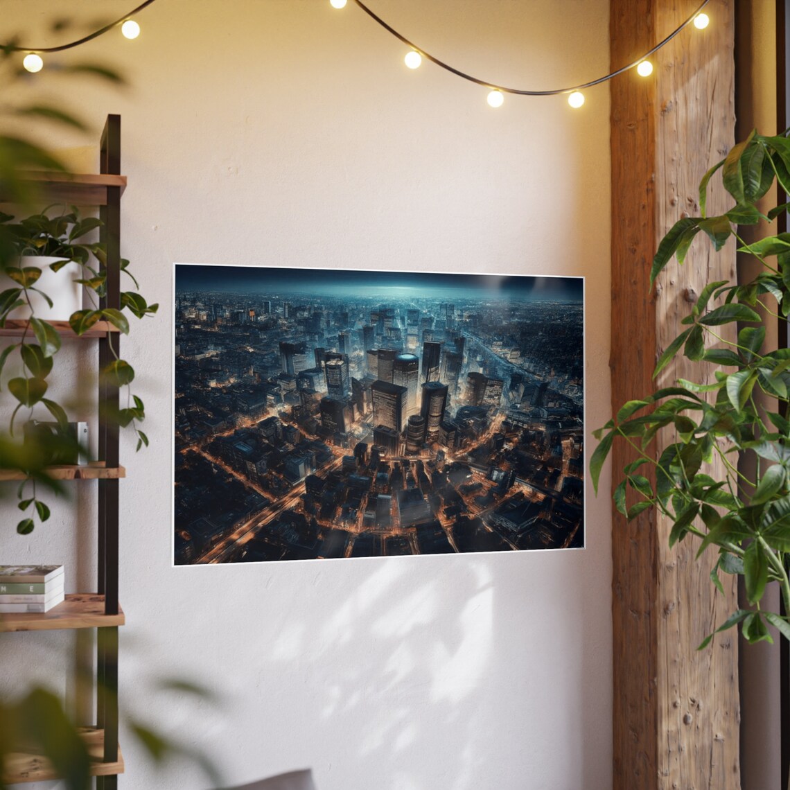 Urban Symphony Streetlight & Skylines Poster Art Modern Cityscape Wall ...