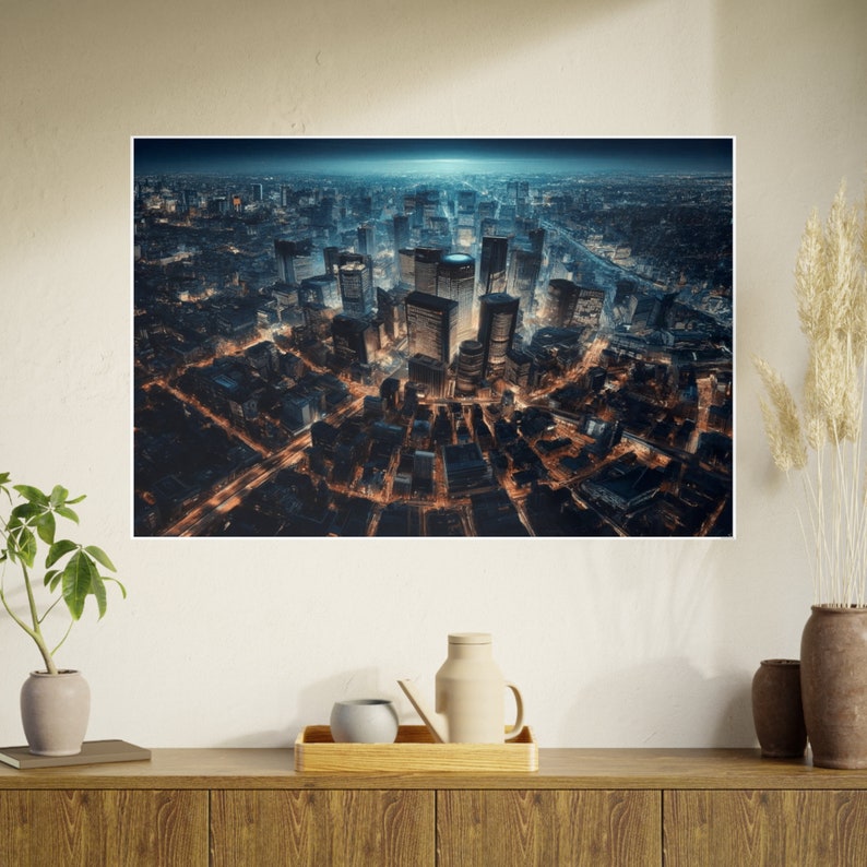 Urban Symphony Streetlight & Skylines Poster Art - Modern Cityscape ...