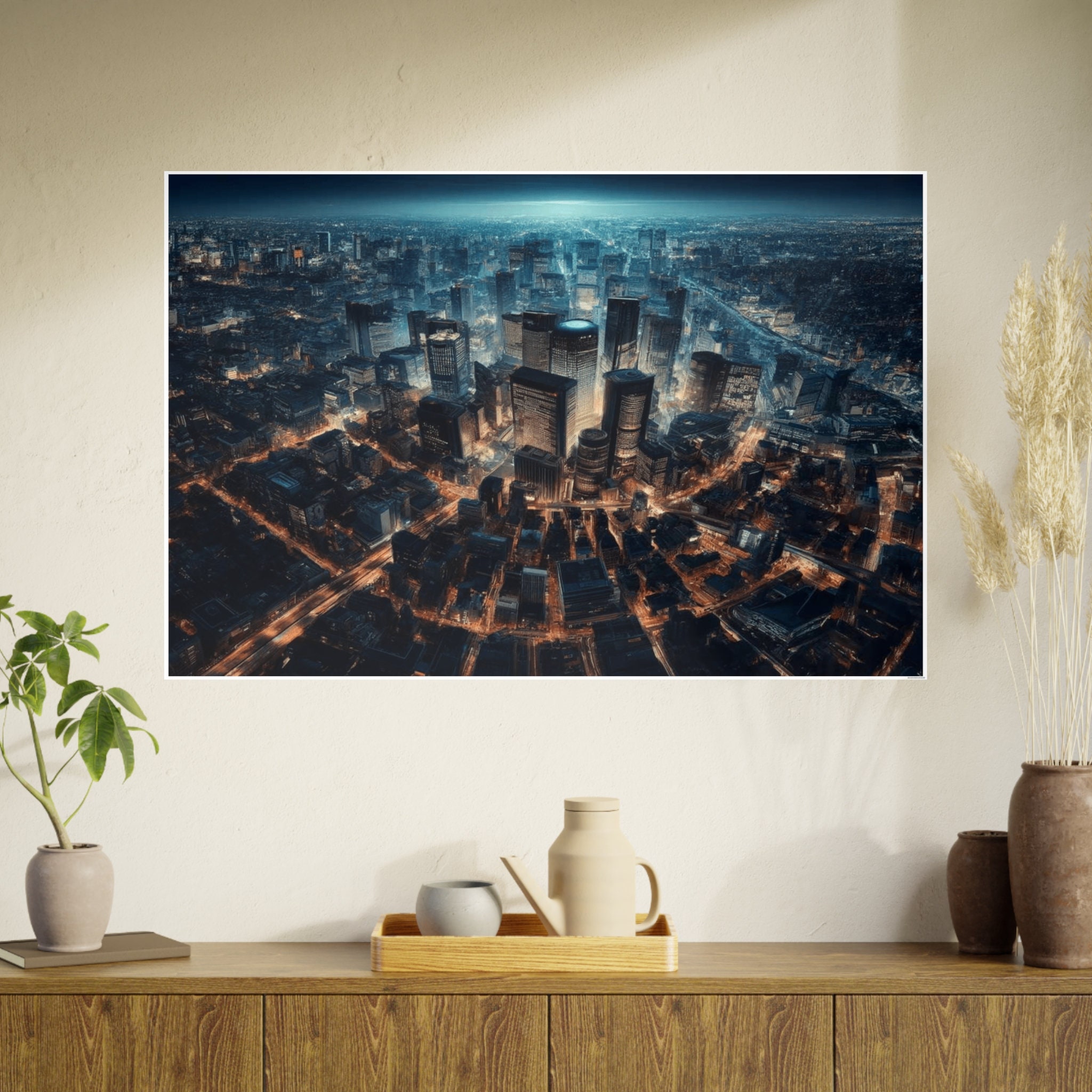 Urban Symphony Streetlight & Skylines Poster Art - Modern Cityscape ...