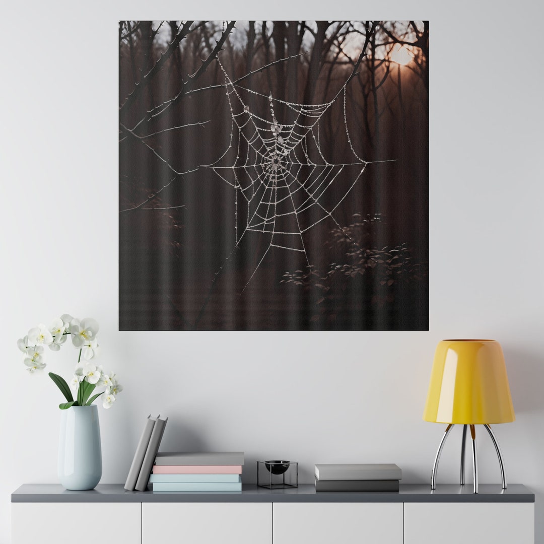 Forest Spider Web Canvas - Gothic Dark Art, Creepy Chic Nature ...
