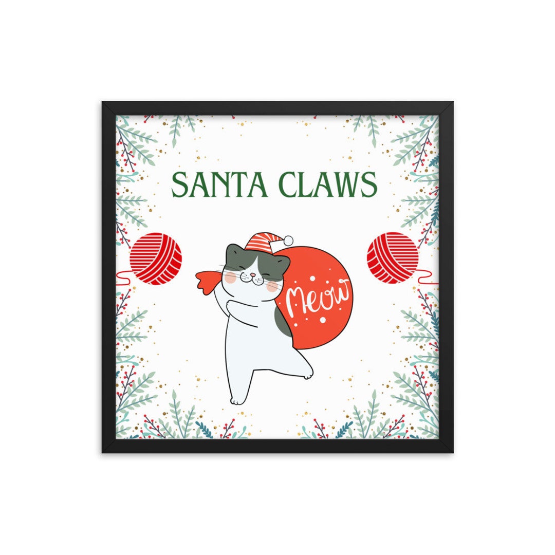 Santa Claws Cat Poster, Holiday Art, Christmas Picture - Etsy