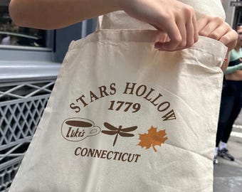 Stars Hallow Tote Bag | Girls Aesthetic Fall Canvas Bag - Etsy