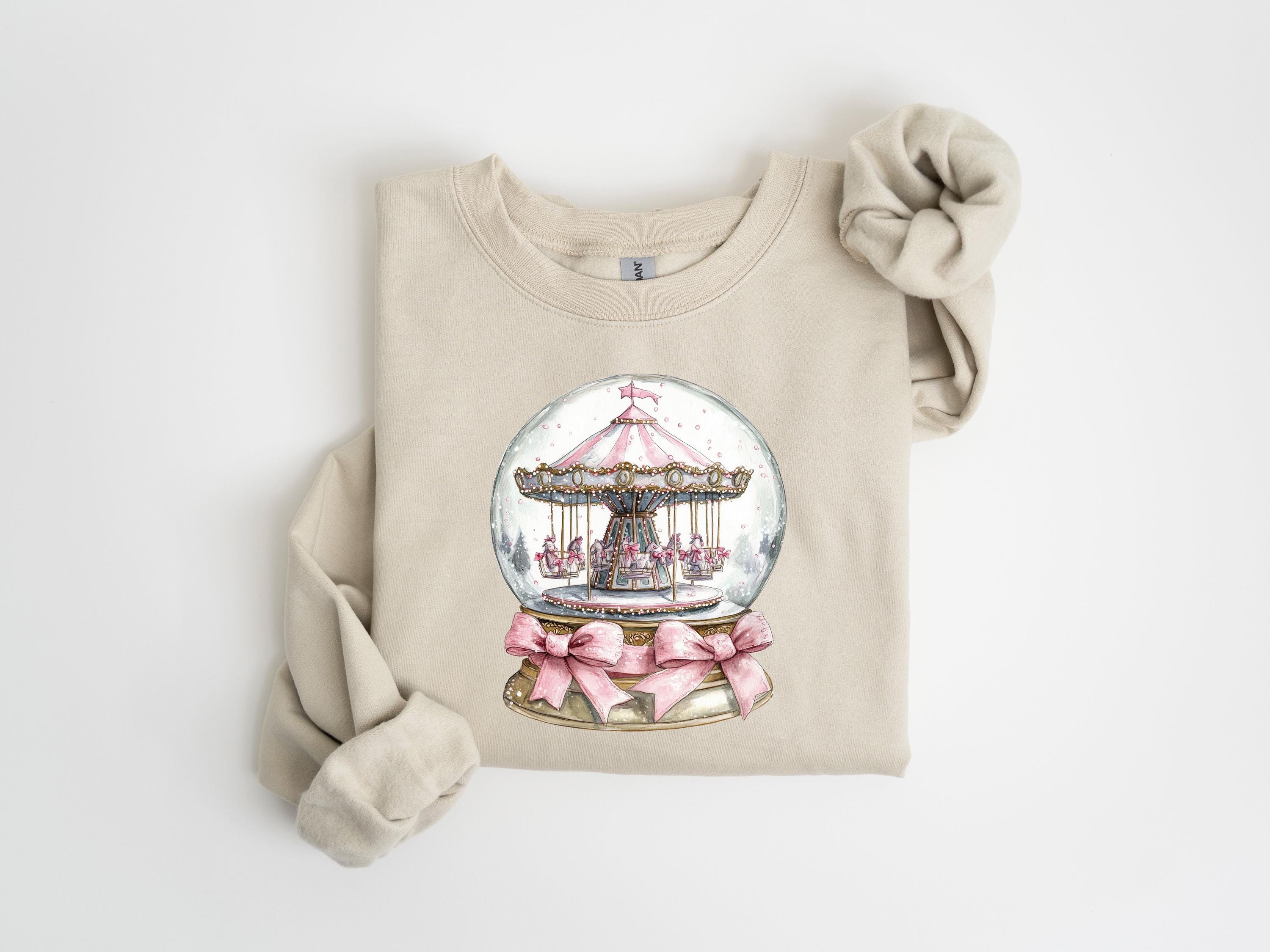 Coquette Snow Globe Sweatshirt, Carousel Sweater, Cute Girls Christmas ...