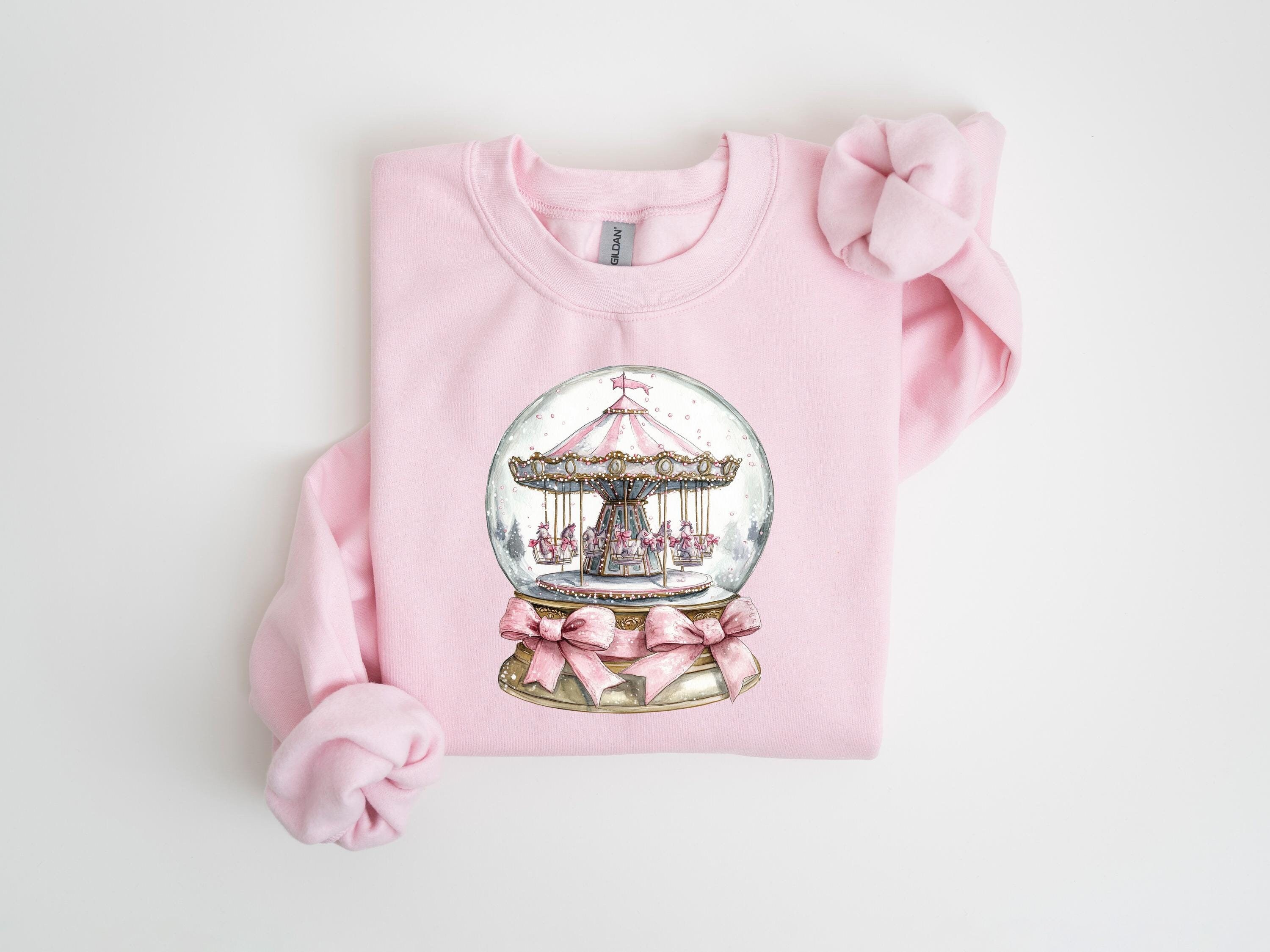 Coquette Snow Globe Sweatshirt, Carousel Sweater, Cute Girls Christmas ...