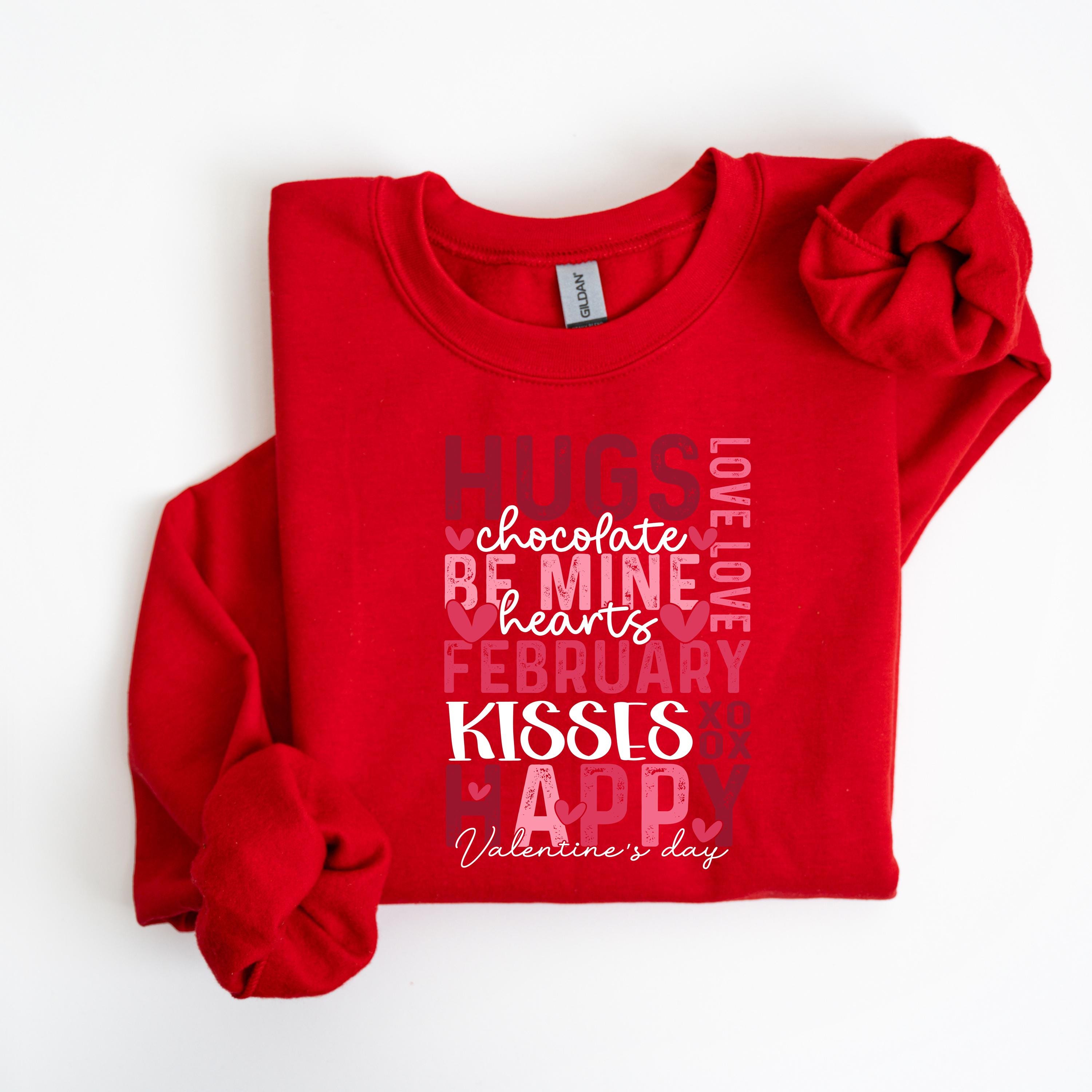 Happy Valentine's Day Sweatshirt, Heart Sweater, Be Mine Tee, Cute Hugs ...