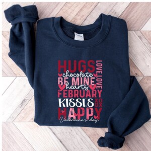 Happy Valentine's Day Sweatshirt, Heart Sweater, Be Mine Tee, Cute Hugs ...